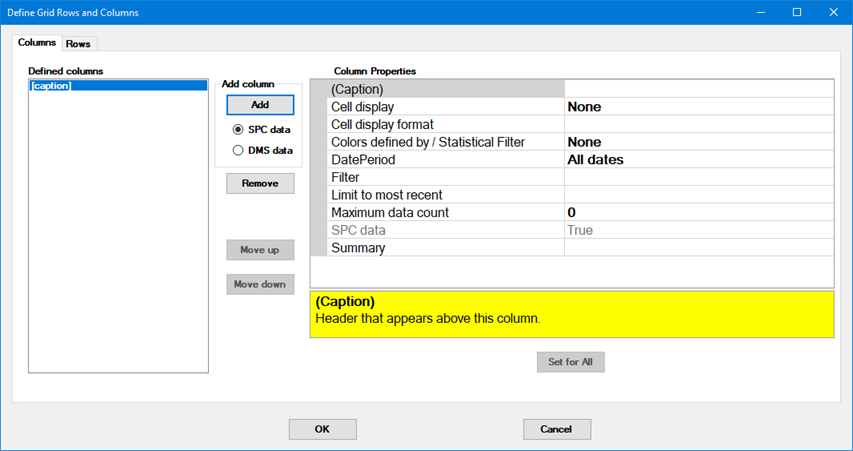 Defining the Grid Rows and Columns
