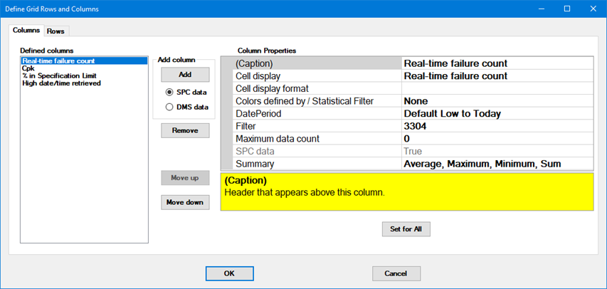 Defining the Grid Rows and Columns